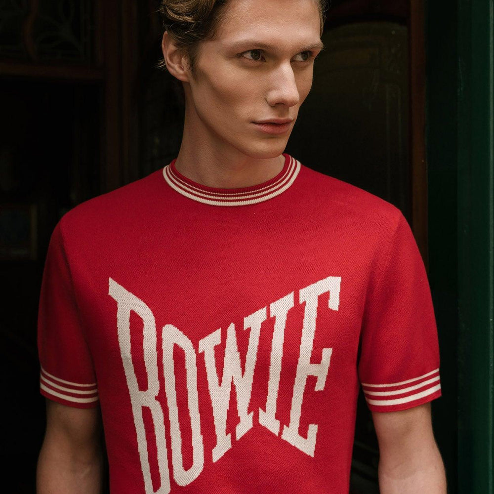 Phix X David Bowie Exaggerated Logo Red Knitted Polo & Phix