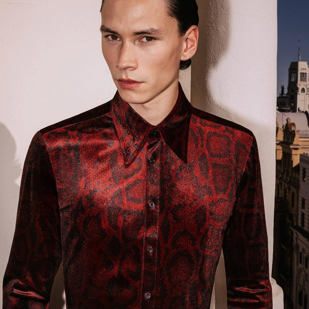 Red Velvet Snake Effect Shirt & Phix