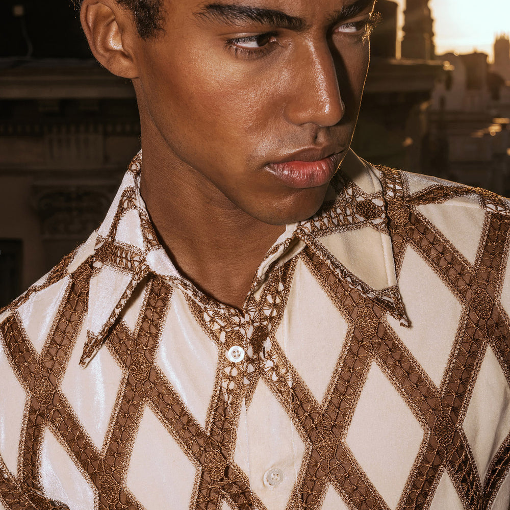 Velvet Lace Geometric Diamond Shirt & Phix
