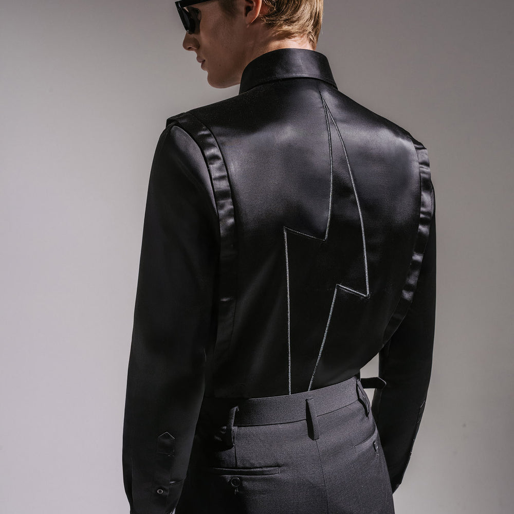 Phix X David Bowie Black Satin Bolt Shirt & Phix