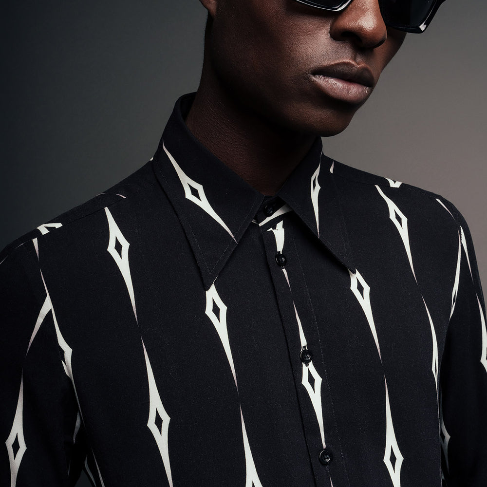 Black Diamond Geometric Viscose Shirt & Phix