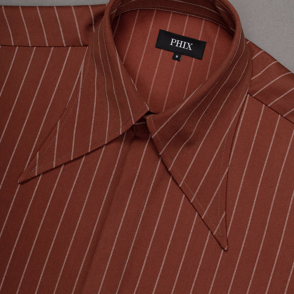 Orange Pinstripe Dagger Collar Shirt & Phix