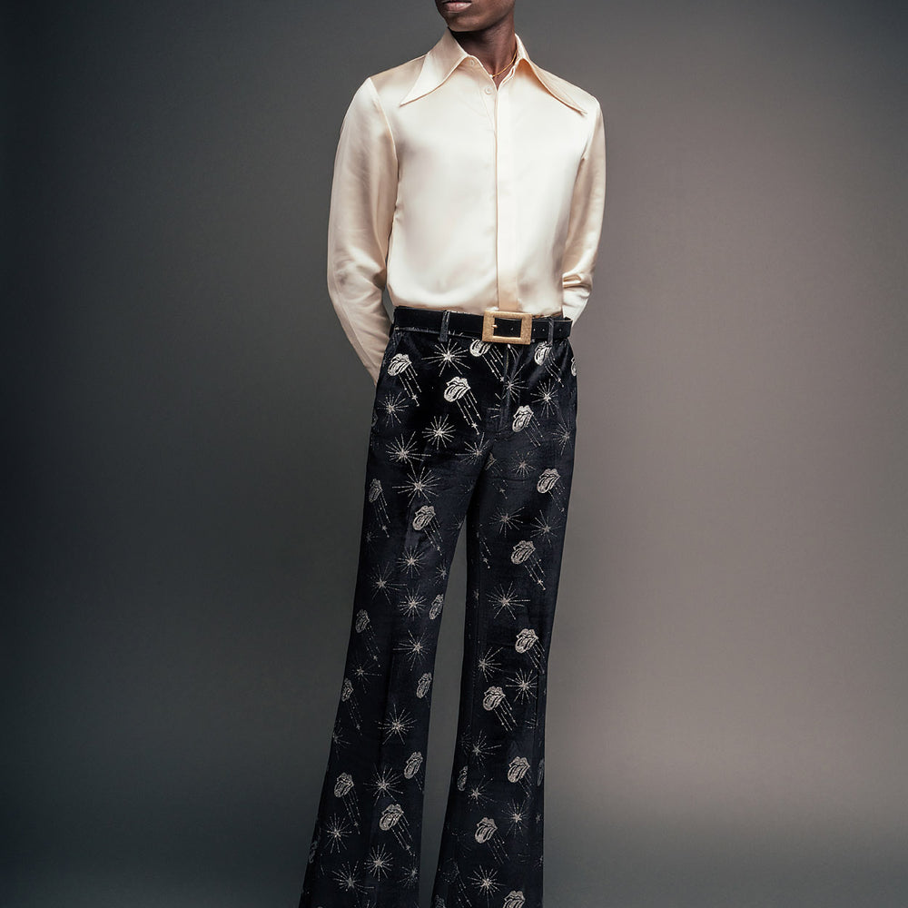 RS Black Velvet Sliver Lips Logo Trousers & Phix