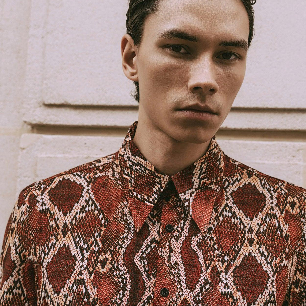 Red Snake Print Viscose Shirt & Phix