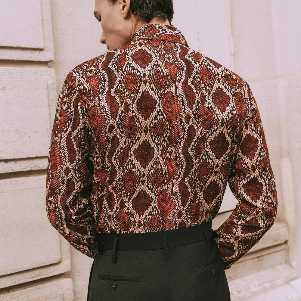 Red Snake Print Viscose Shirt & Phix