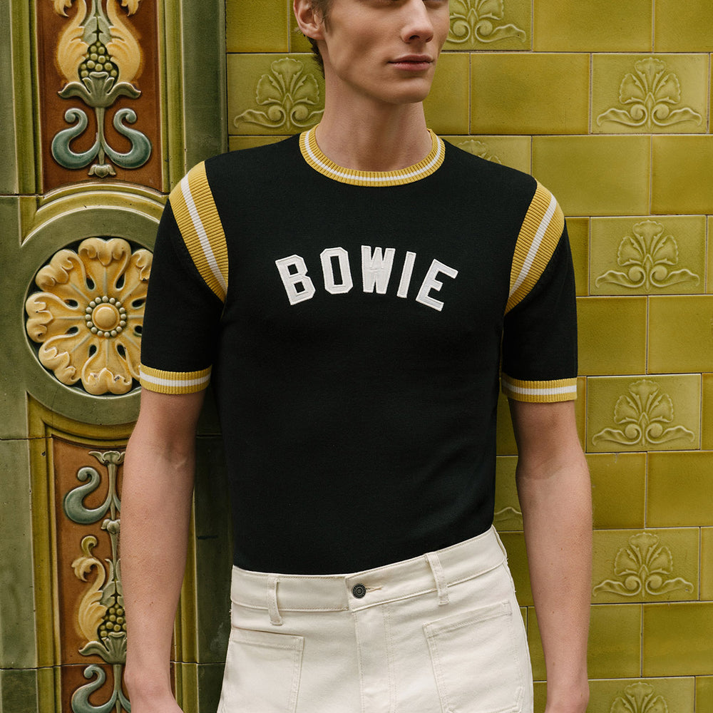 Phix X David Bowie Black Cotton Ribbed 70s Polo & Phix