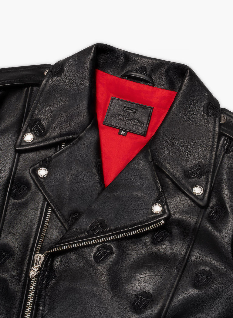 Phix X Rolling Stones Tongue Embroidered Biker Jacket & Phix