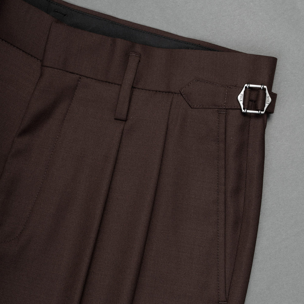 Brown High Waisted Side Buckle Flare Trousers & Phix