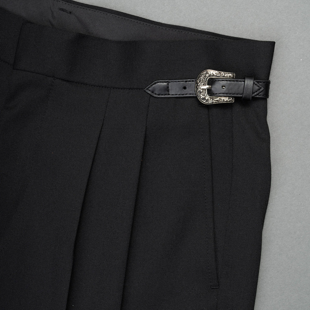 Black Wool Western Side Buckle Flare Trouser & Phix