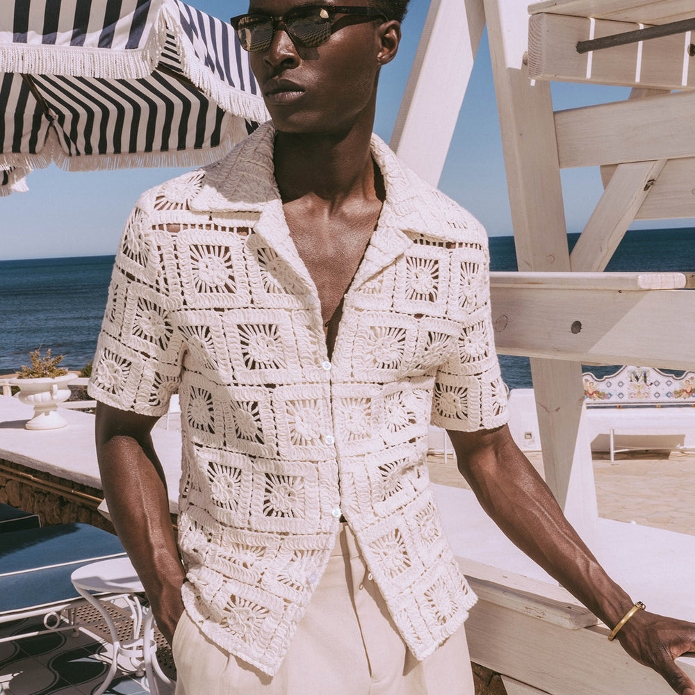 Square Crochet Geometric Cuban Shirt & Phix