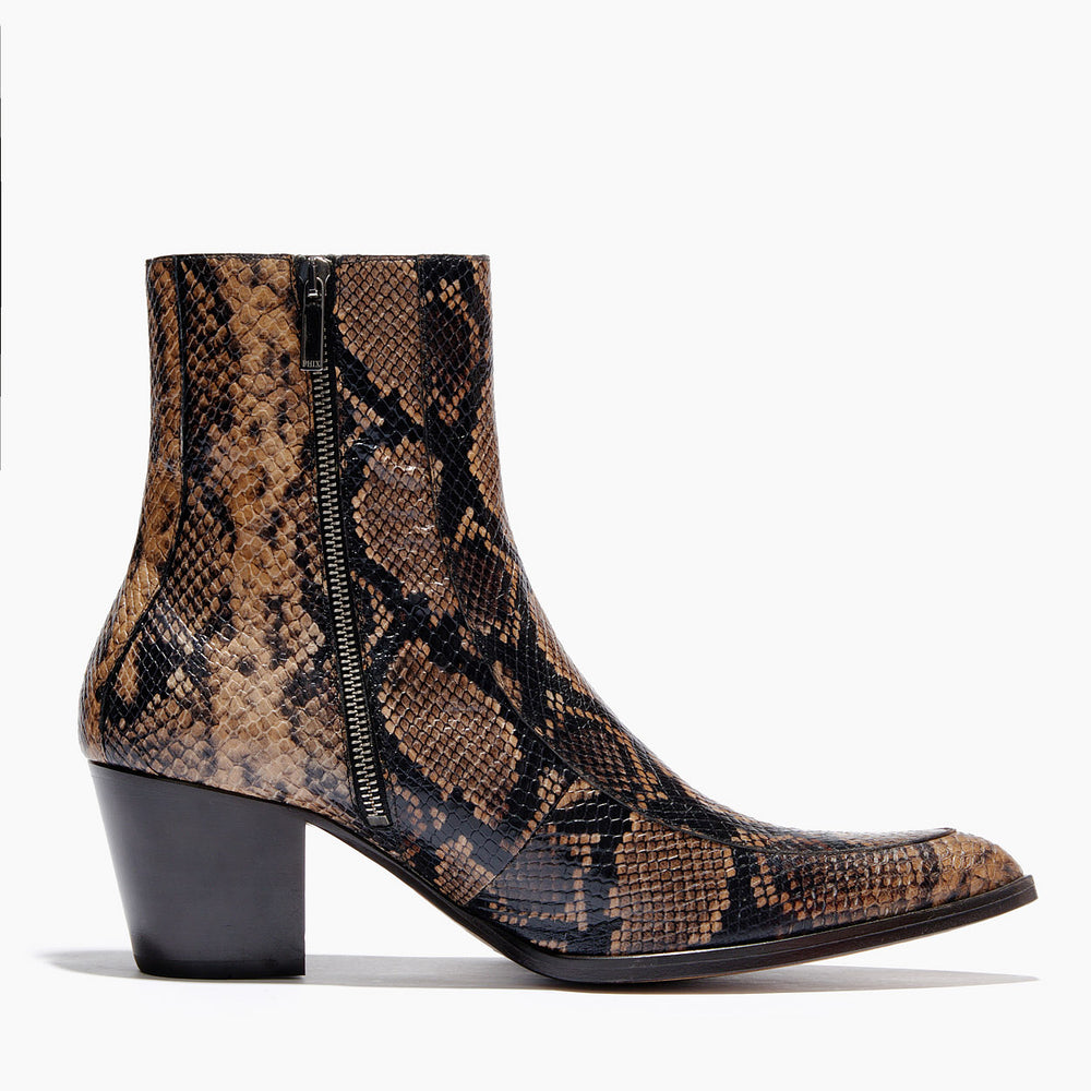 Soho 60mm Brown Snake Effect Leather Boots & Phix
