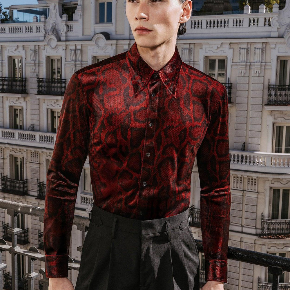 Red Velvet Snake Effect Shirt & Phix