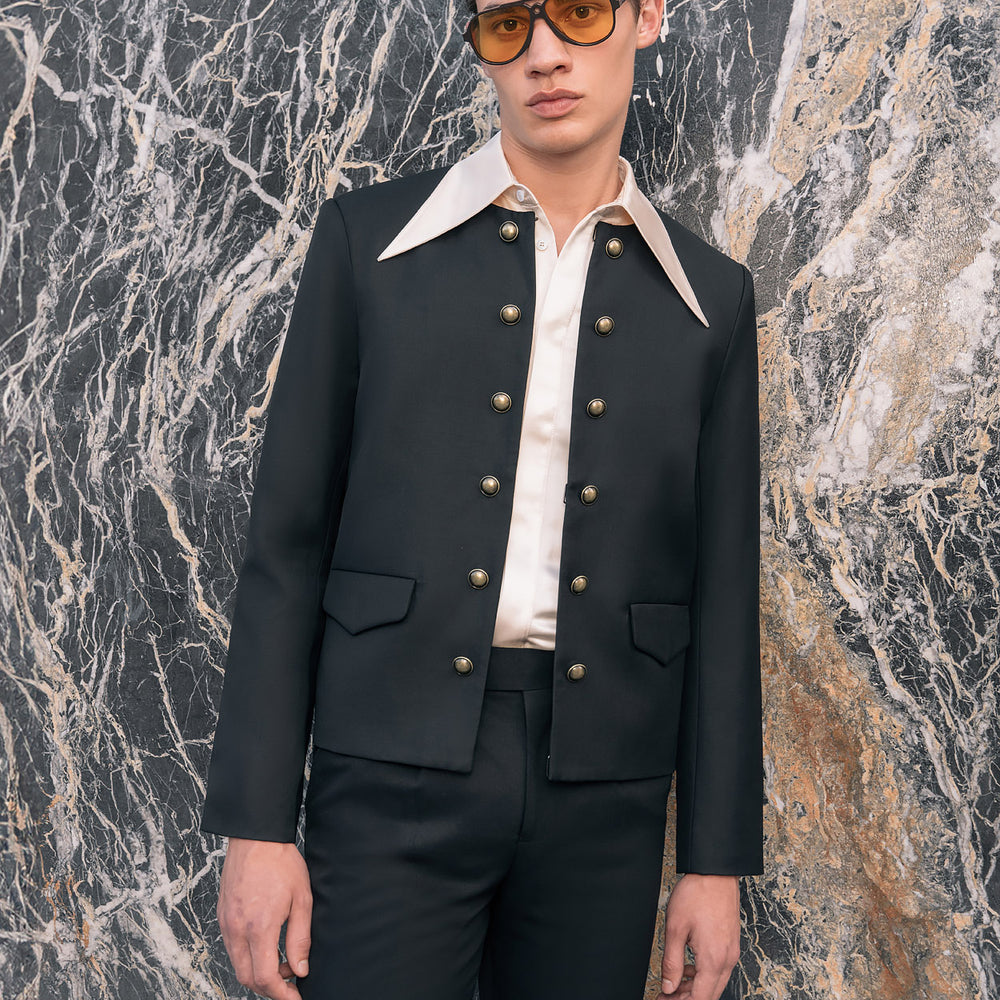 Gold Button Military Chasseur Wool Jacket & Phix