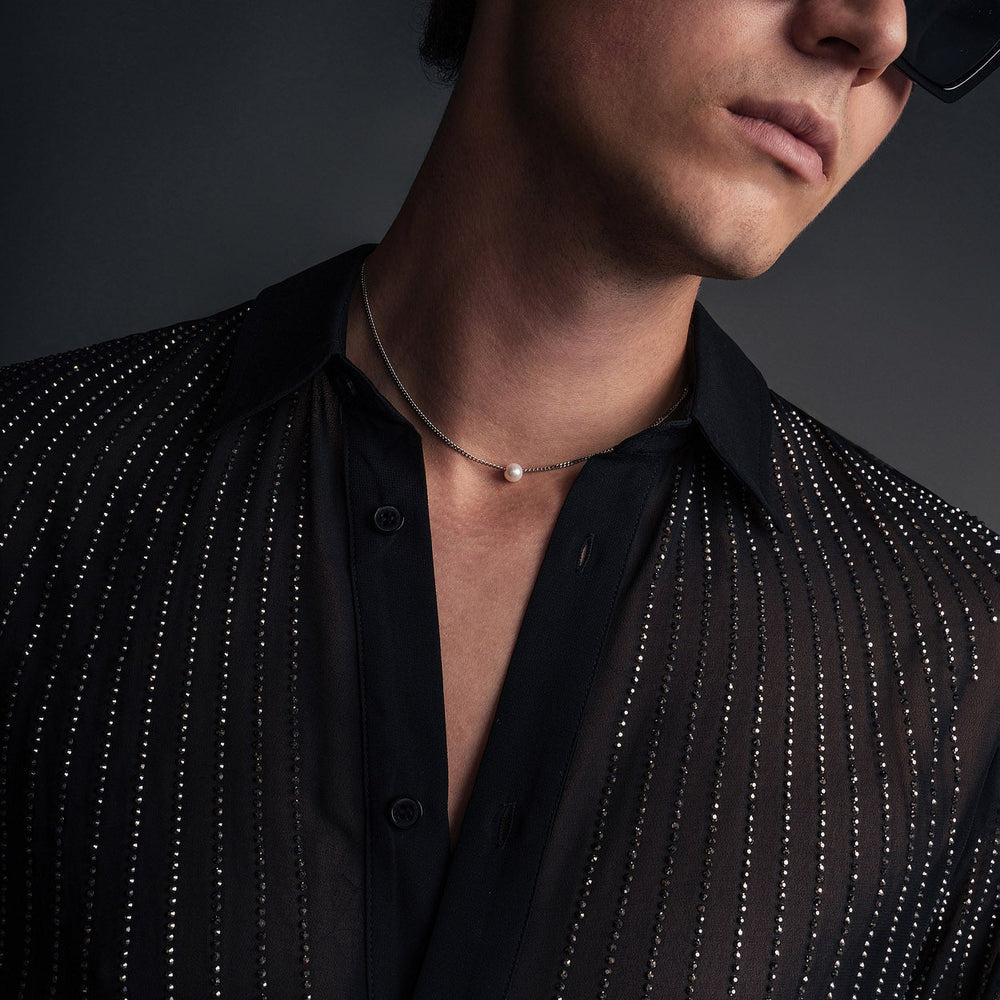 Real Pearl 2mm Silver Chain Necklace & Phix