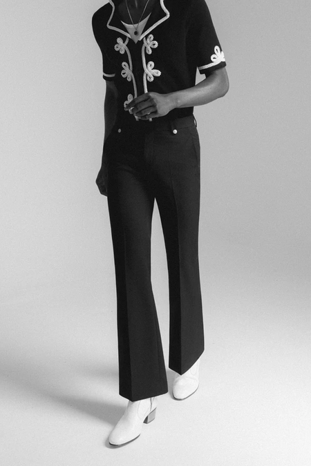 Men's Black Lace Gold Short Sleeve Cuban Peacock Shirt & Phix